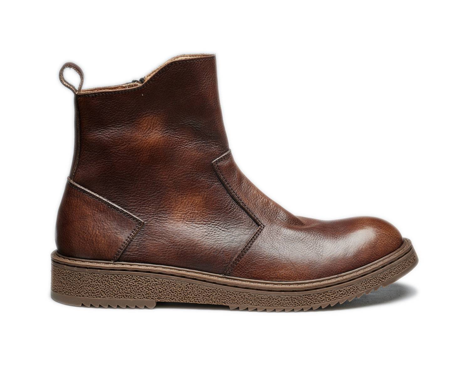 Men's vintage genuine leather zippered soft leather boots