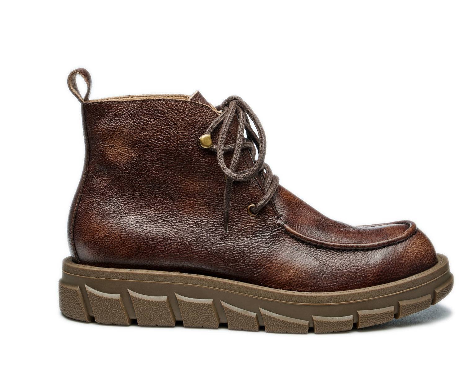 Vintage-Style Men's Leather High-Top Combat Boots