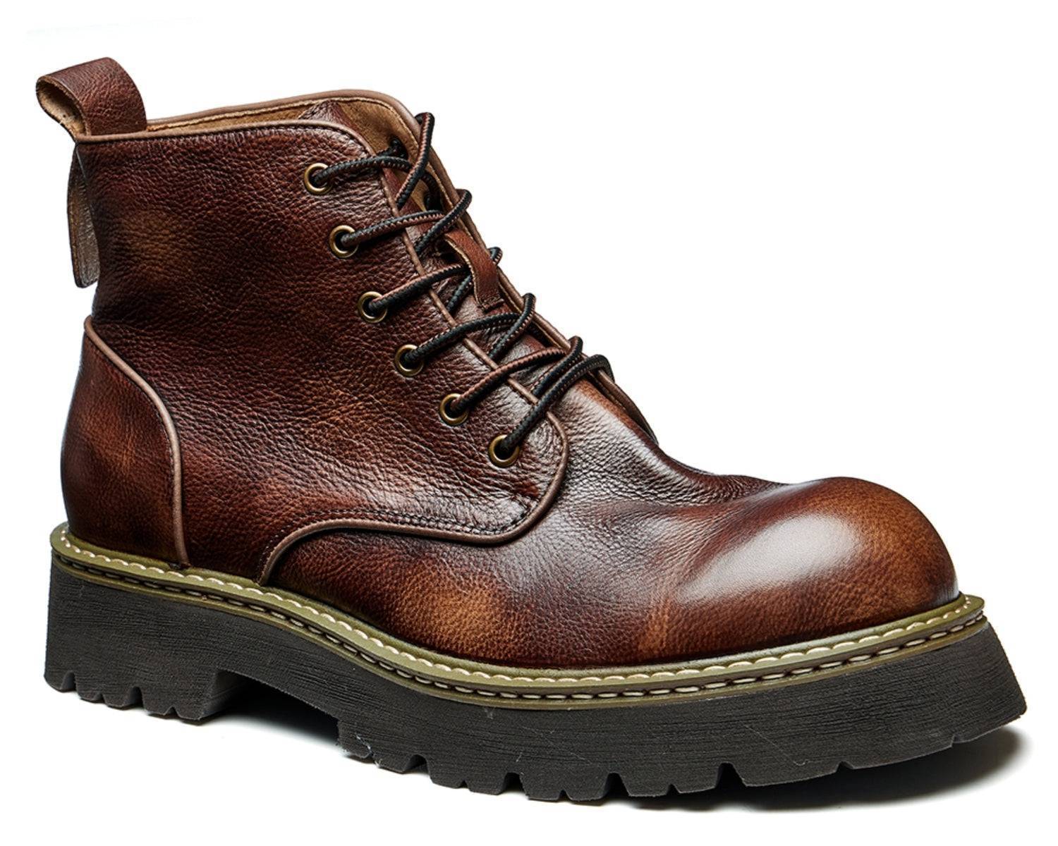 Men's Cowhide Denim Martin Boots | Vintage Style Motorcycle Footwear