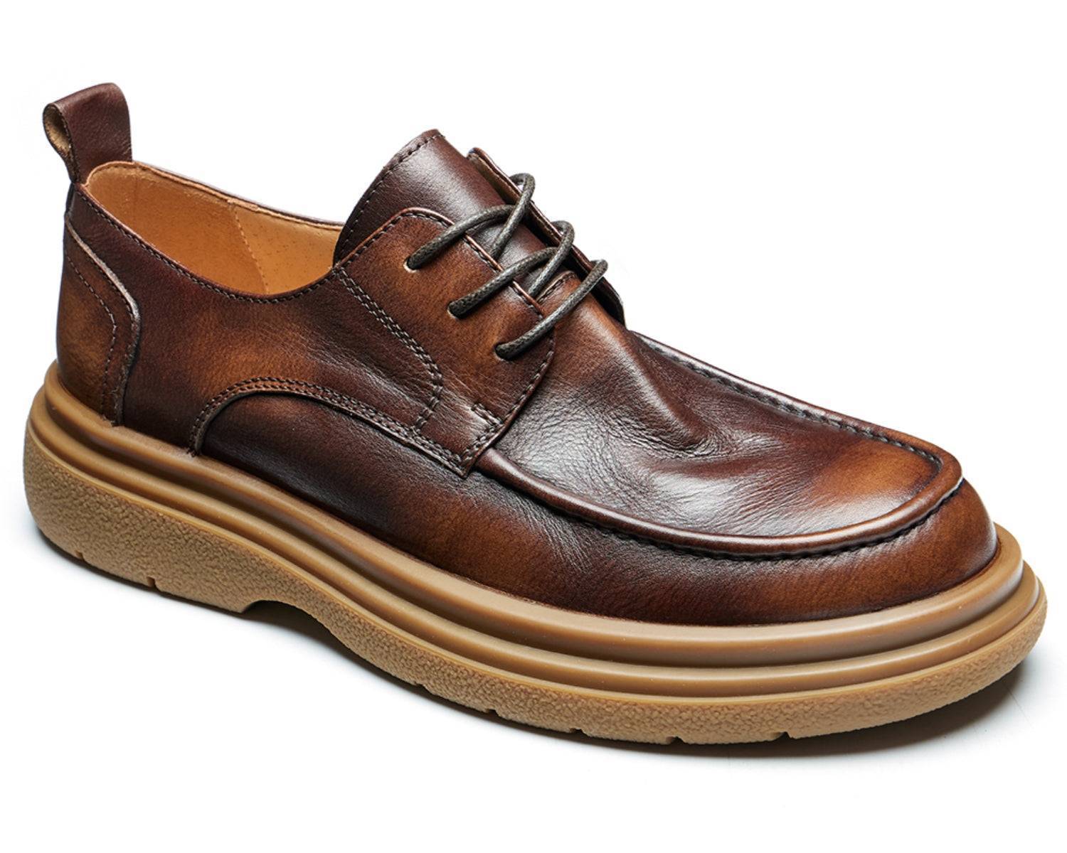 Men's breathable thick-soled genuine leather soft-soled business shoes