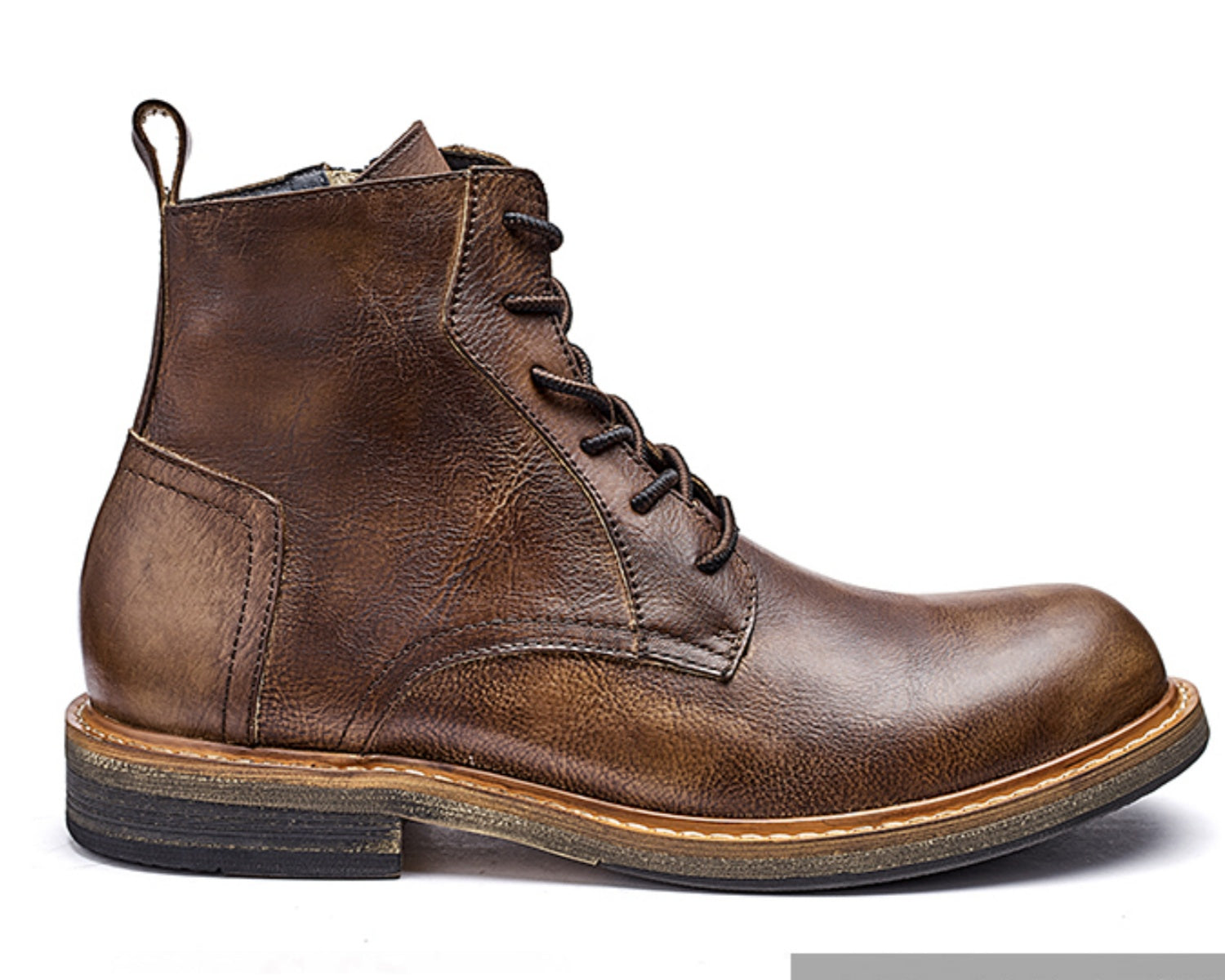 Men's Goodyear Leather Welt Work Boots With Rubber Sole