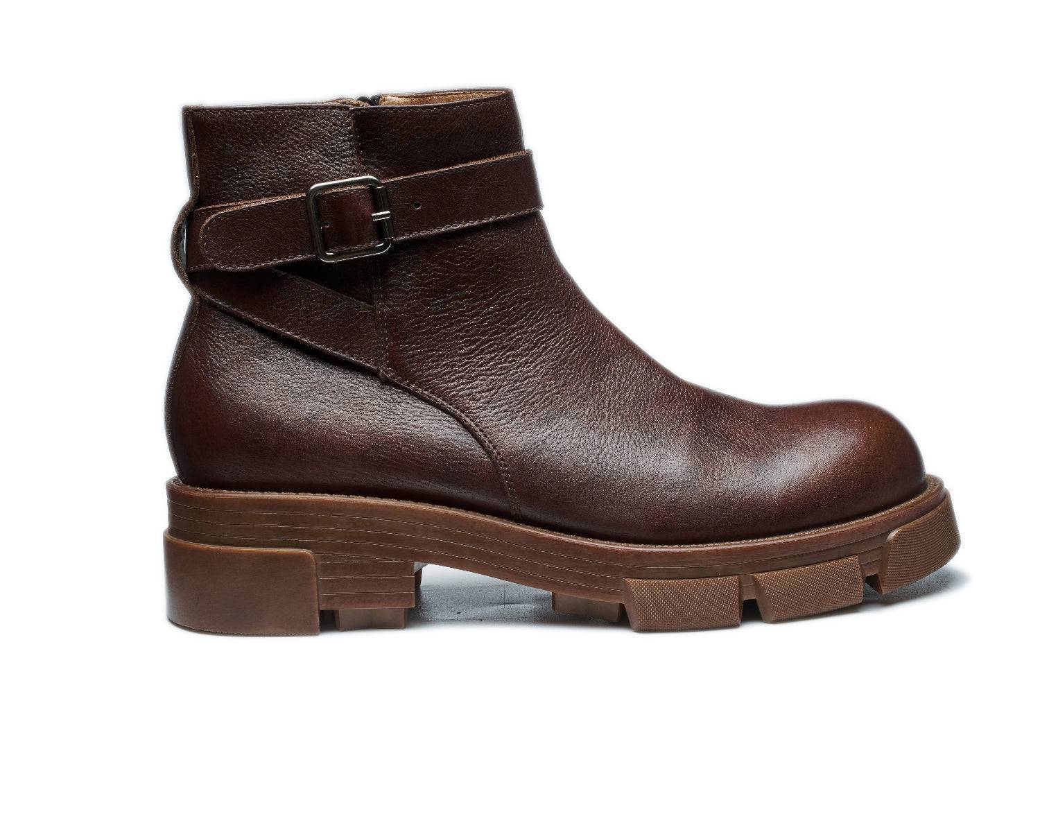 Men's niche high-end genuine leather retro mid-calf cowhide boots