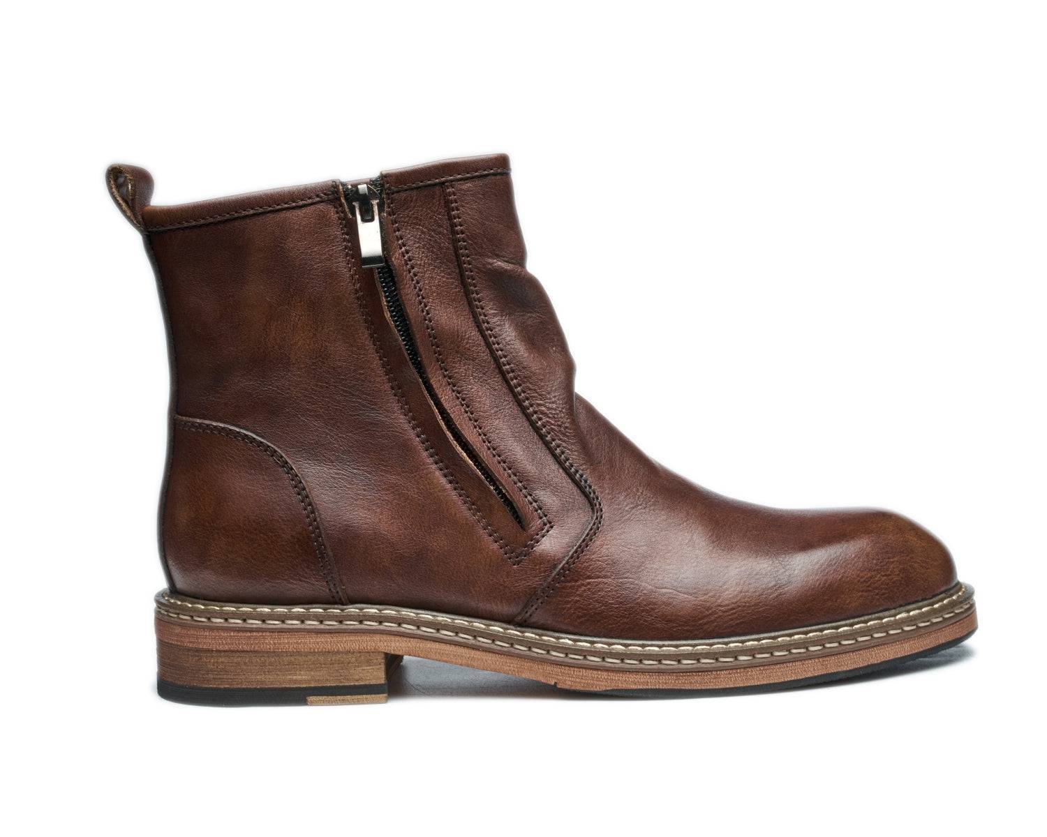 Men's Leather Chelsea Boots with Zipper - Durable Goodyear Welt