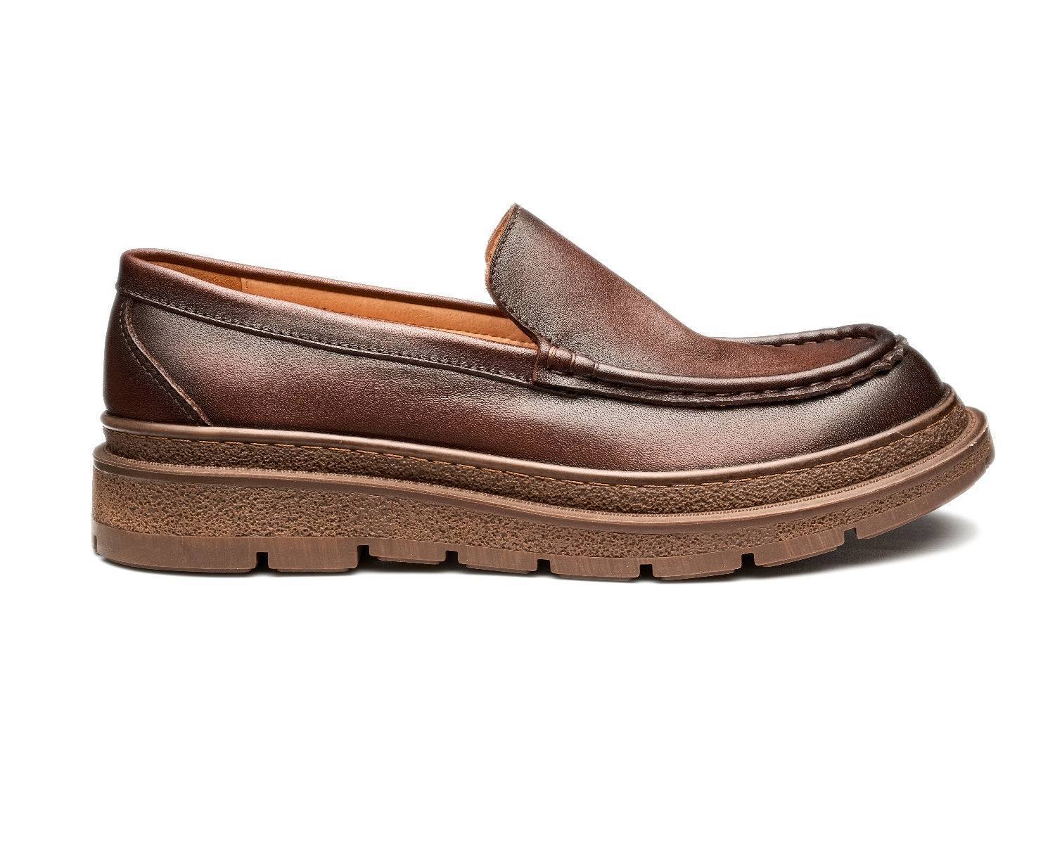Men's handmade retro casual first-layer cowhide loafers